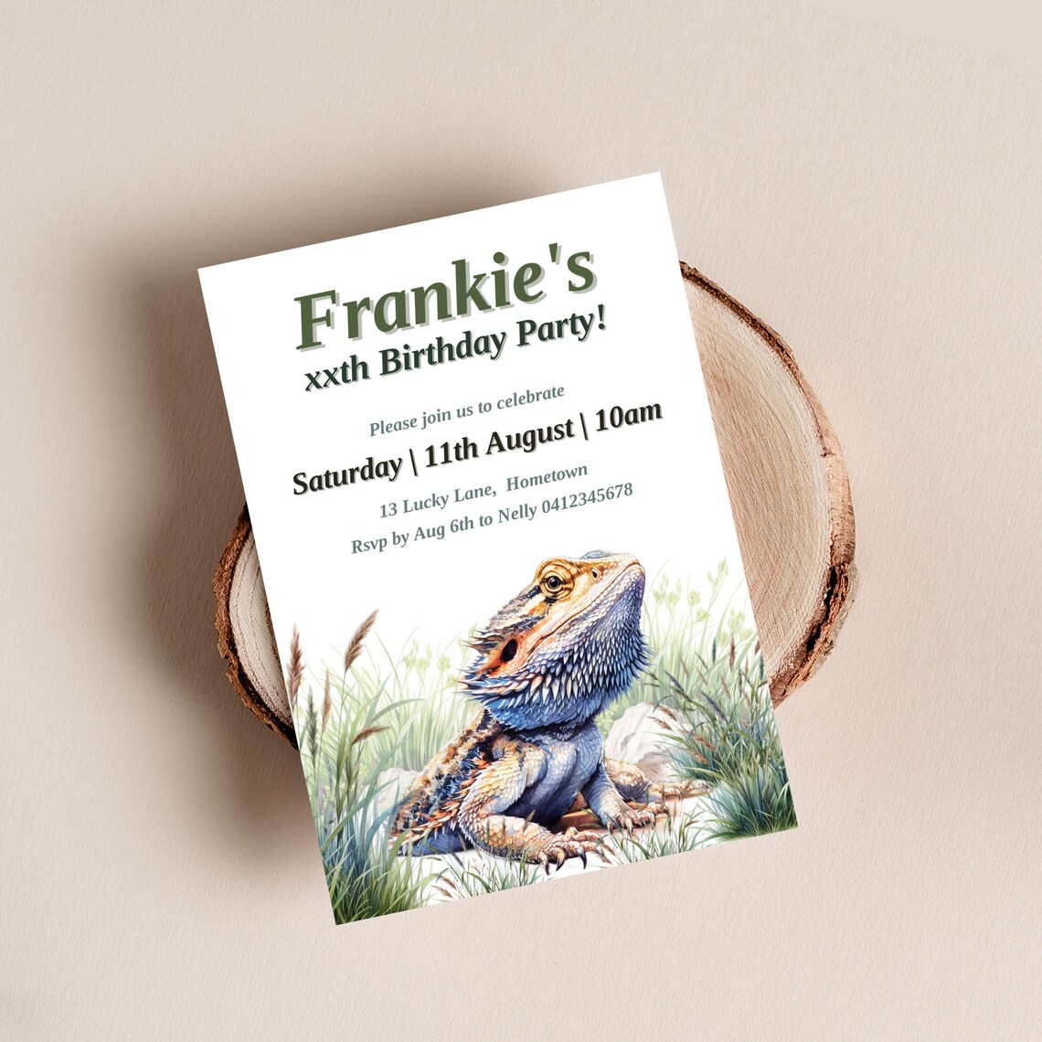Bearded Dragon Birthday Invitation, Reptile Invitation, Lizard Birthday ...