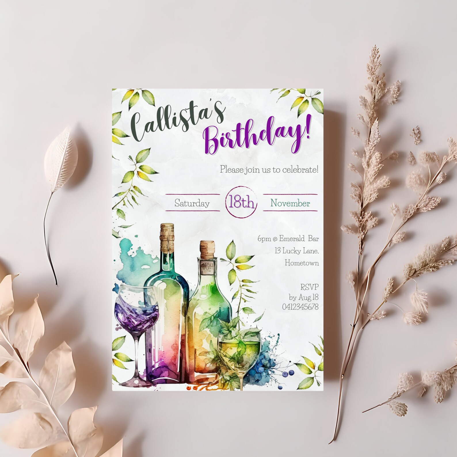 Cocktail Party Invitation, Wine Tasting Invitation, Womens Birthday ...