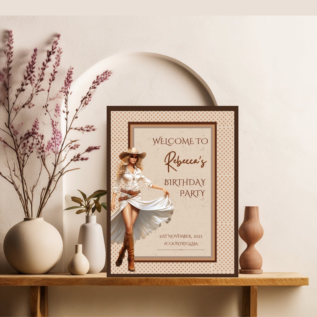 Cowgirl Birthday Welcome Sign, Cowgirl Birthday Decor, Girls Cowgirl ...