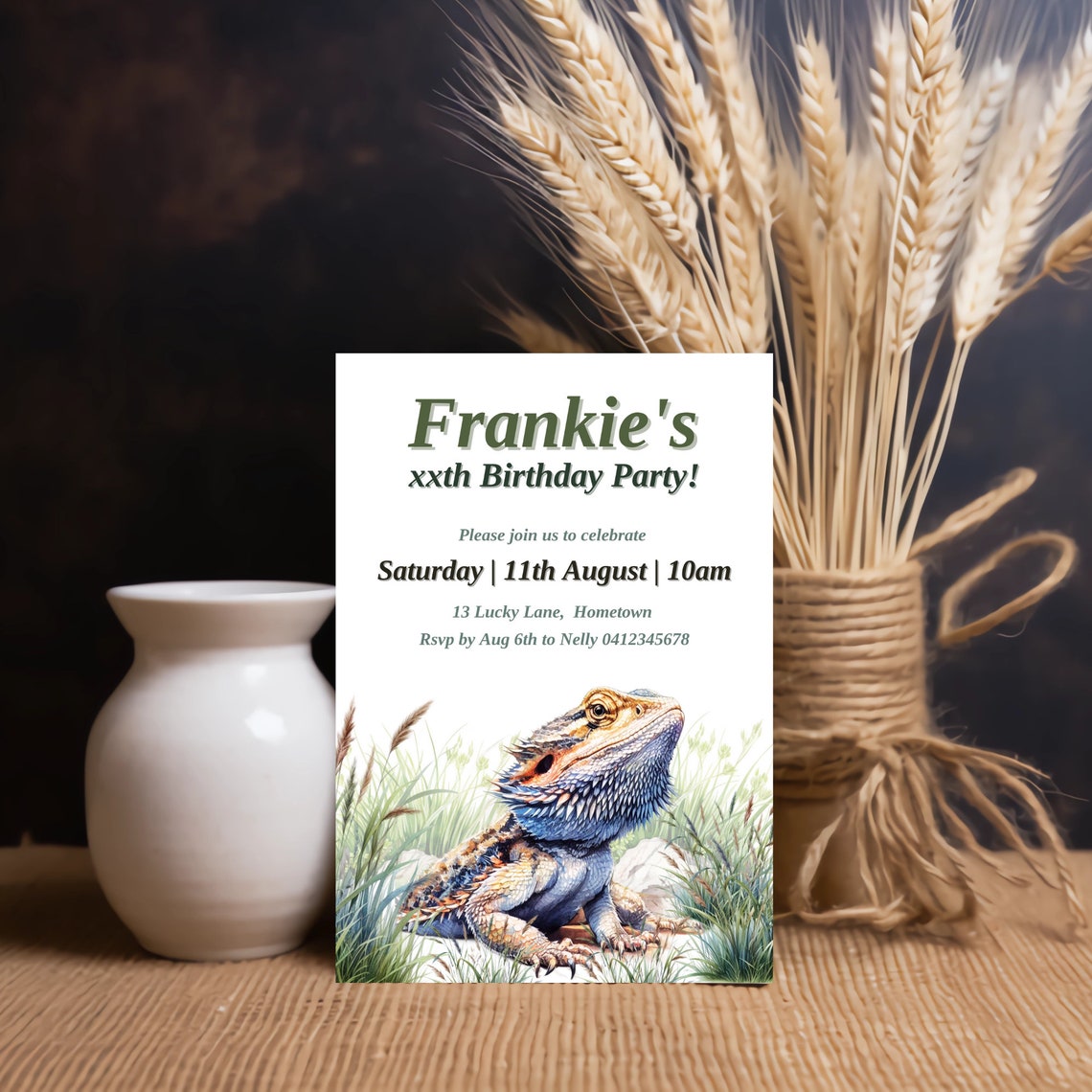 Bearded Dragon Birthday Invitation, Reptile Invitation, Lizard Birthday ...