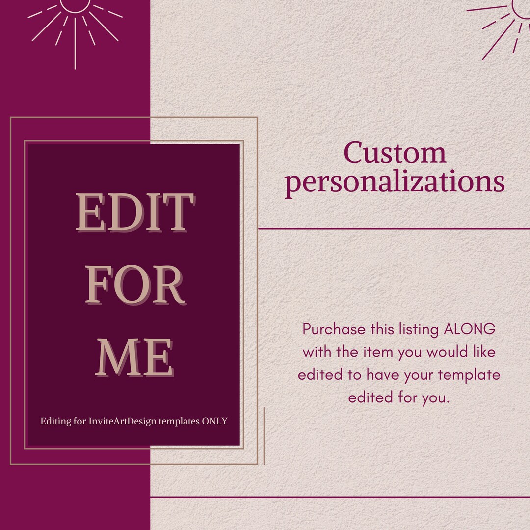 Edit for Me, Add on Option, Edit Text, Edit Photo, Edit My Template ...