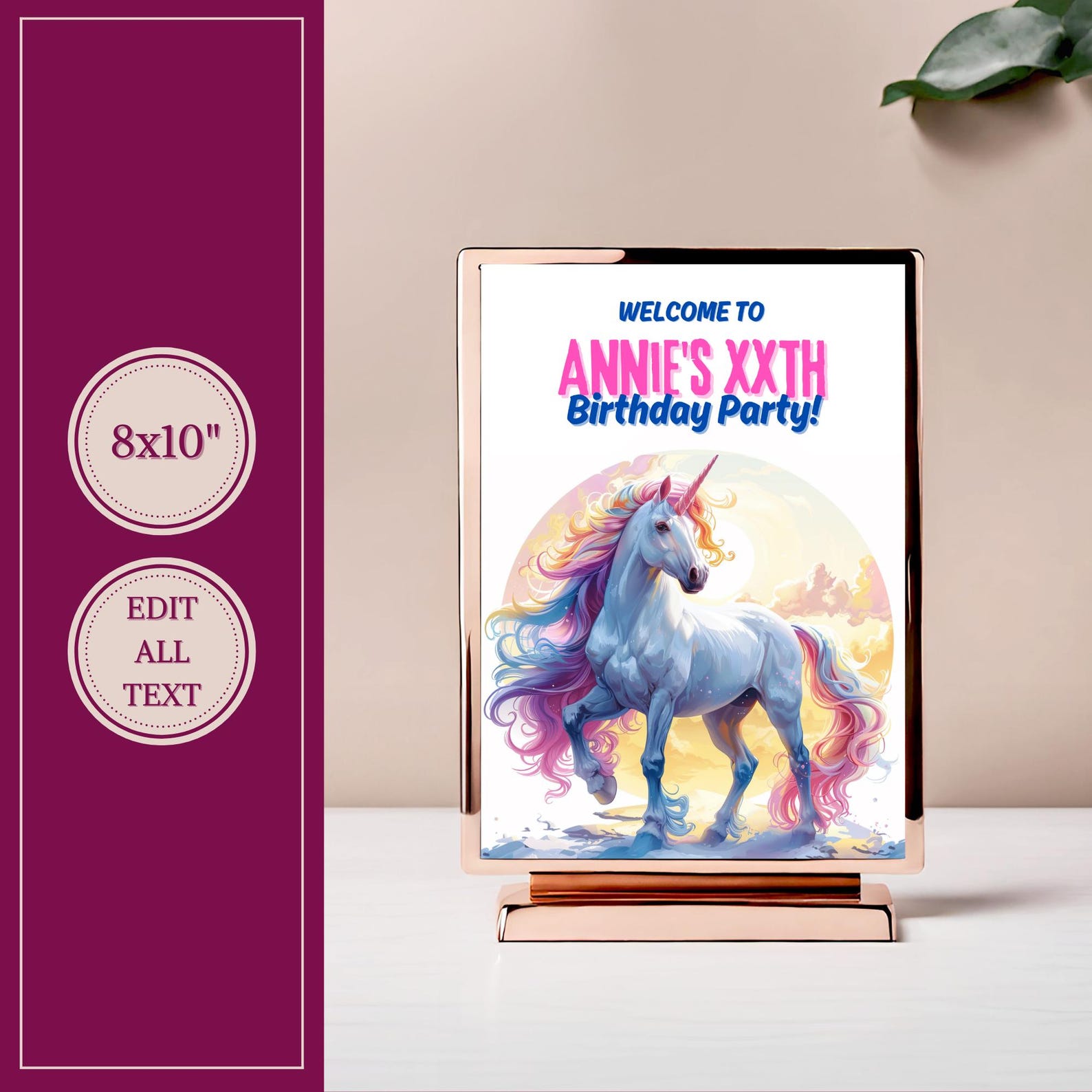 Pastel Unicorn Welcome Sign Template, Unicorn Entrance Sign, Pink ...