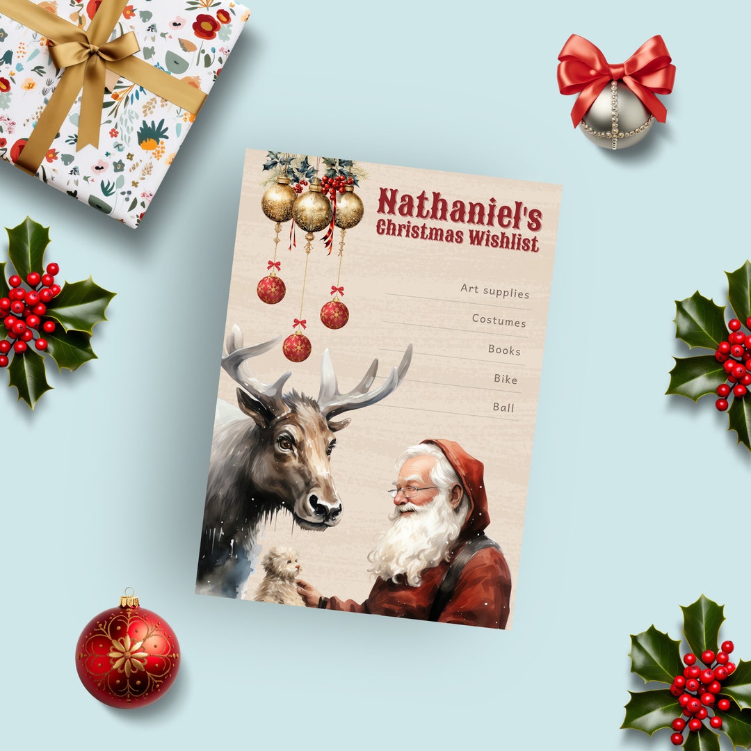 Christmas Wishlist Printable, Santa Gift List Template, Kids Christmas ...
