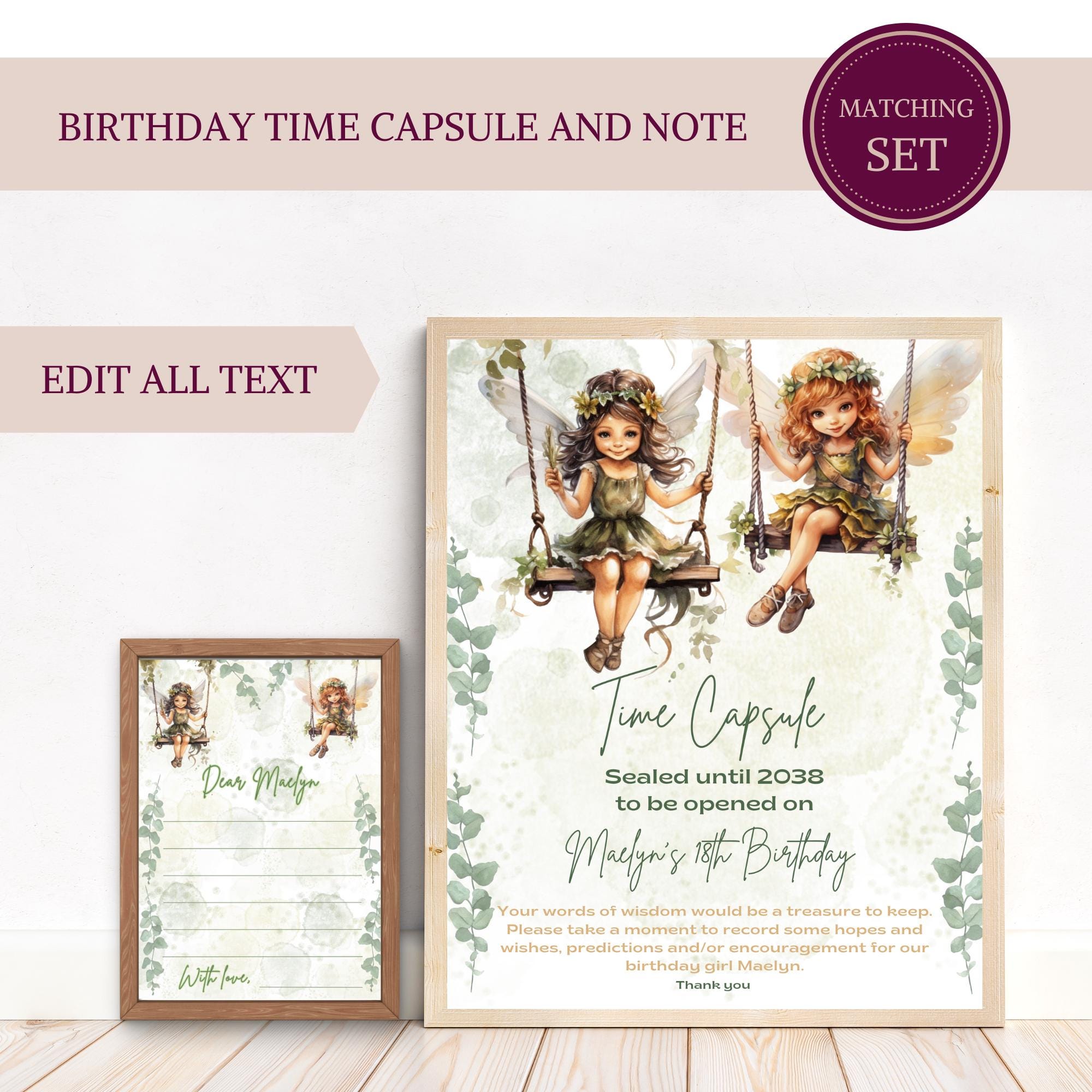 Fairy Time Capsule Sign Template, Time Capsule Message Card Template ...