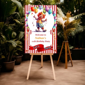 Carnival Birthday Welcome Sign, Clown Welcome Sign, Circus Custom ...