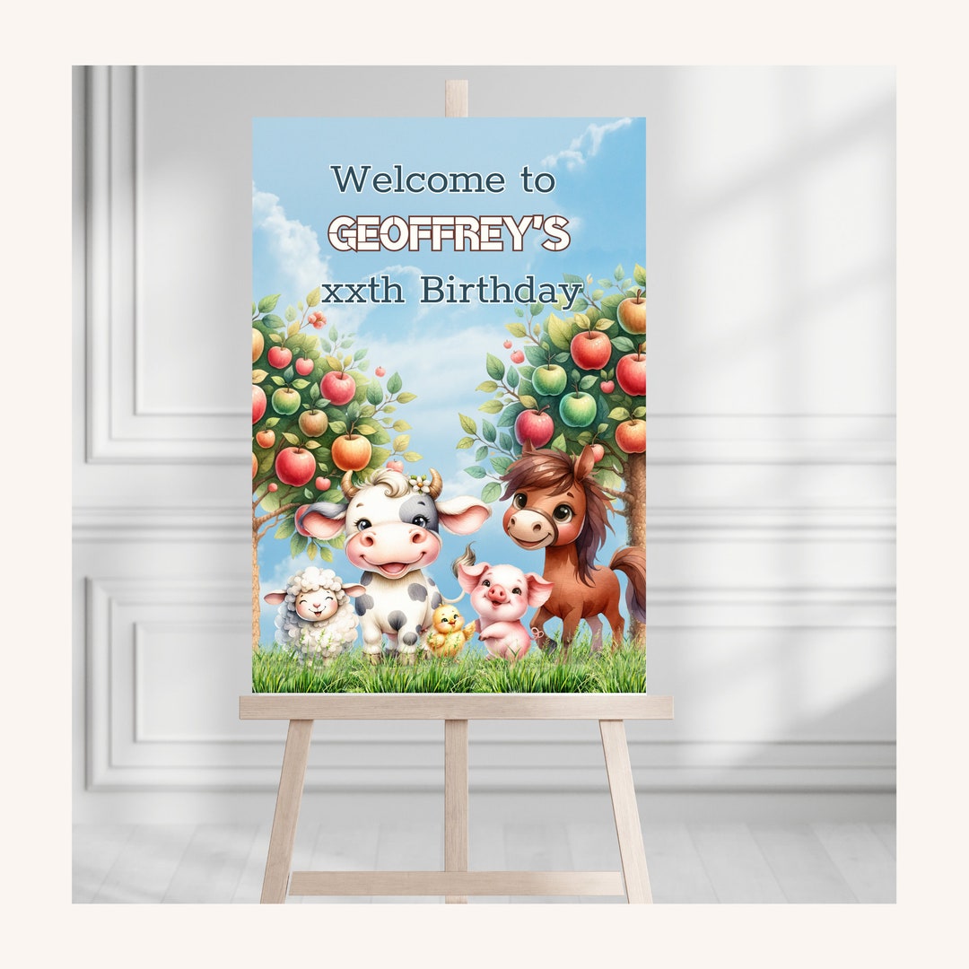 Farm Welcome Sign, Barnyard Birthday, Custom Farm Sign, Farm Animal ...