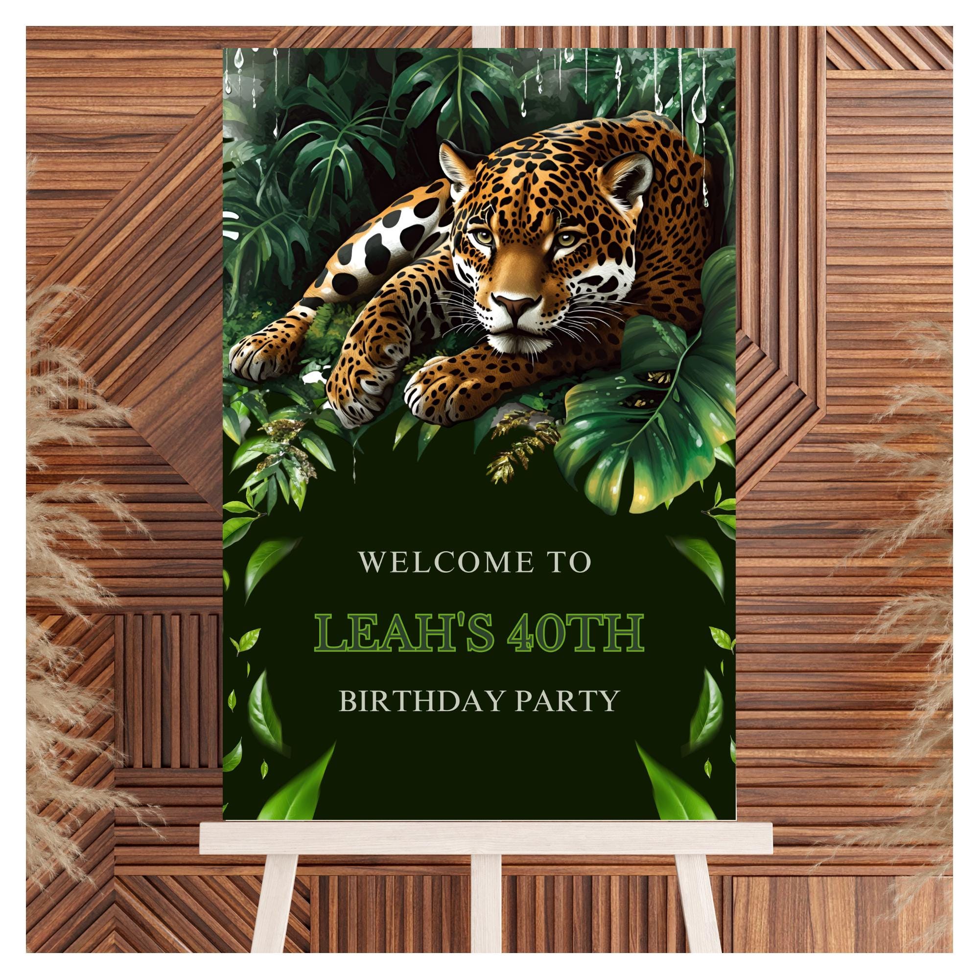 Leopard Welcome Sign Template, Jungle Animal Birthday Welcome Sign ...