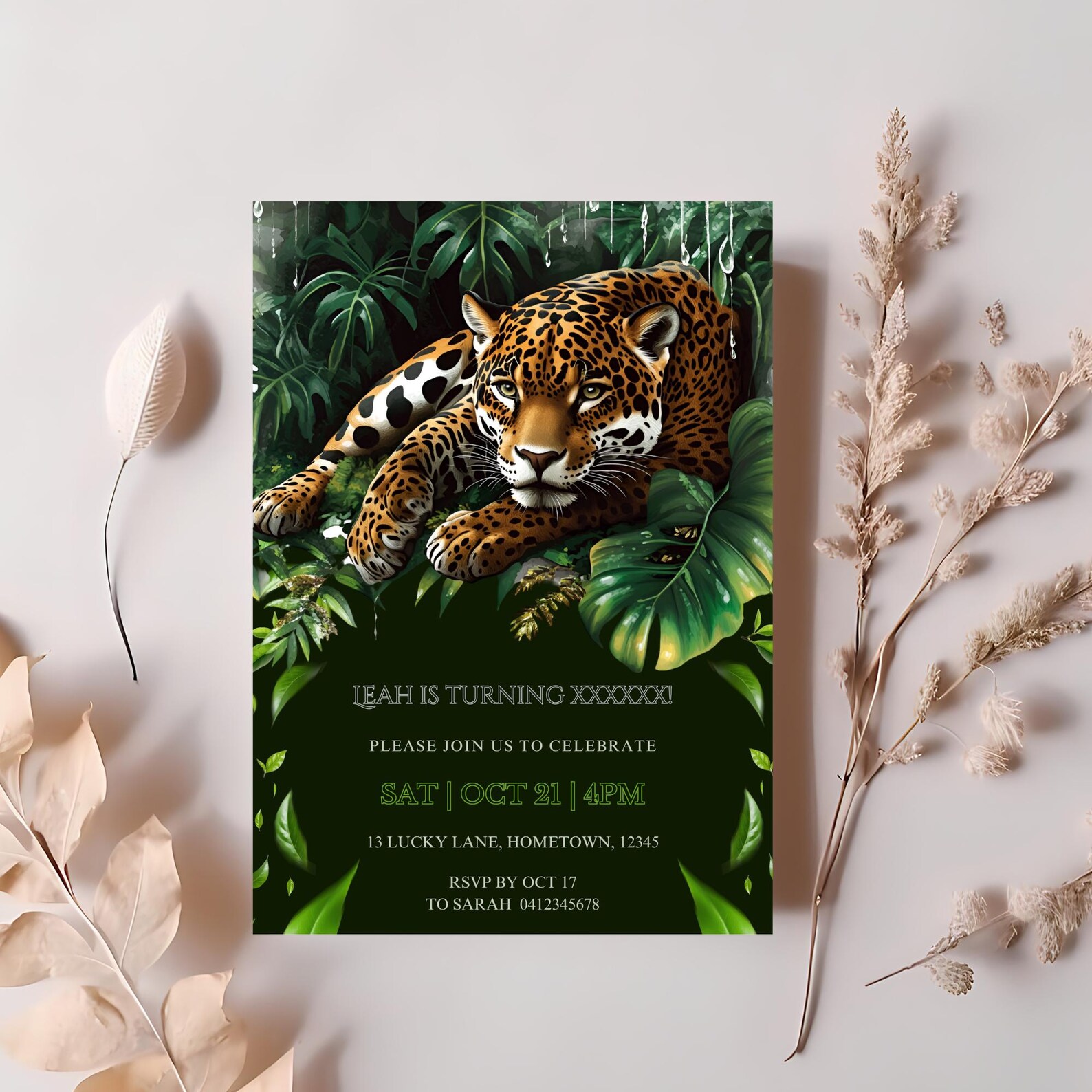Leopard Party Birthday Invitation Template, 40th Birthday Invite, 50th ...