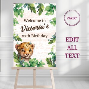 Cheetah Welcome Sign, Custom Party Sign, Printable Welcome Poster ...