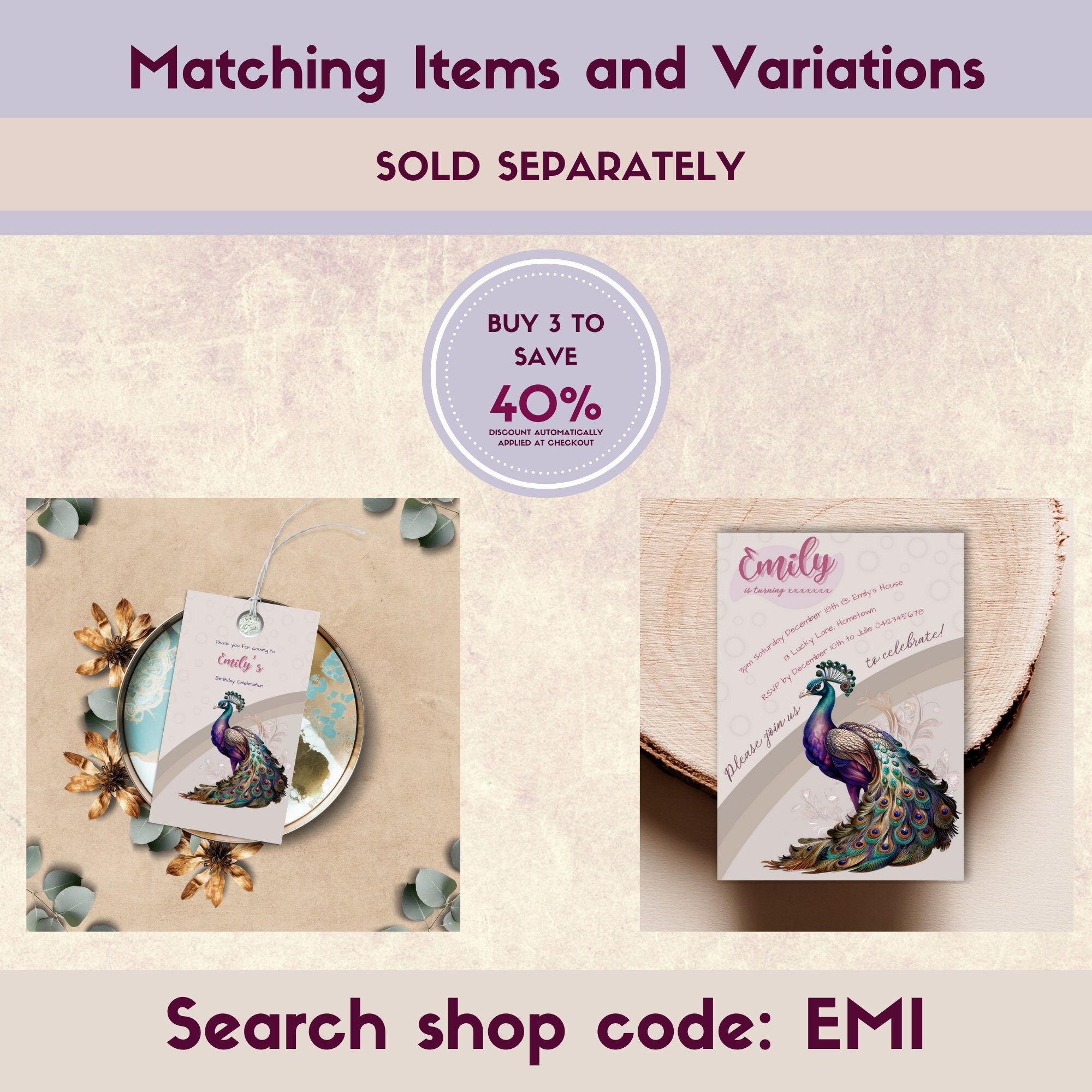 Editable Peacock Birthday Invitation, Any Age for Her, Green & Purple ...