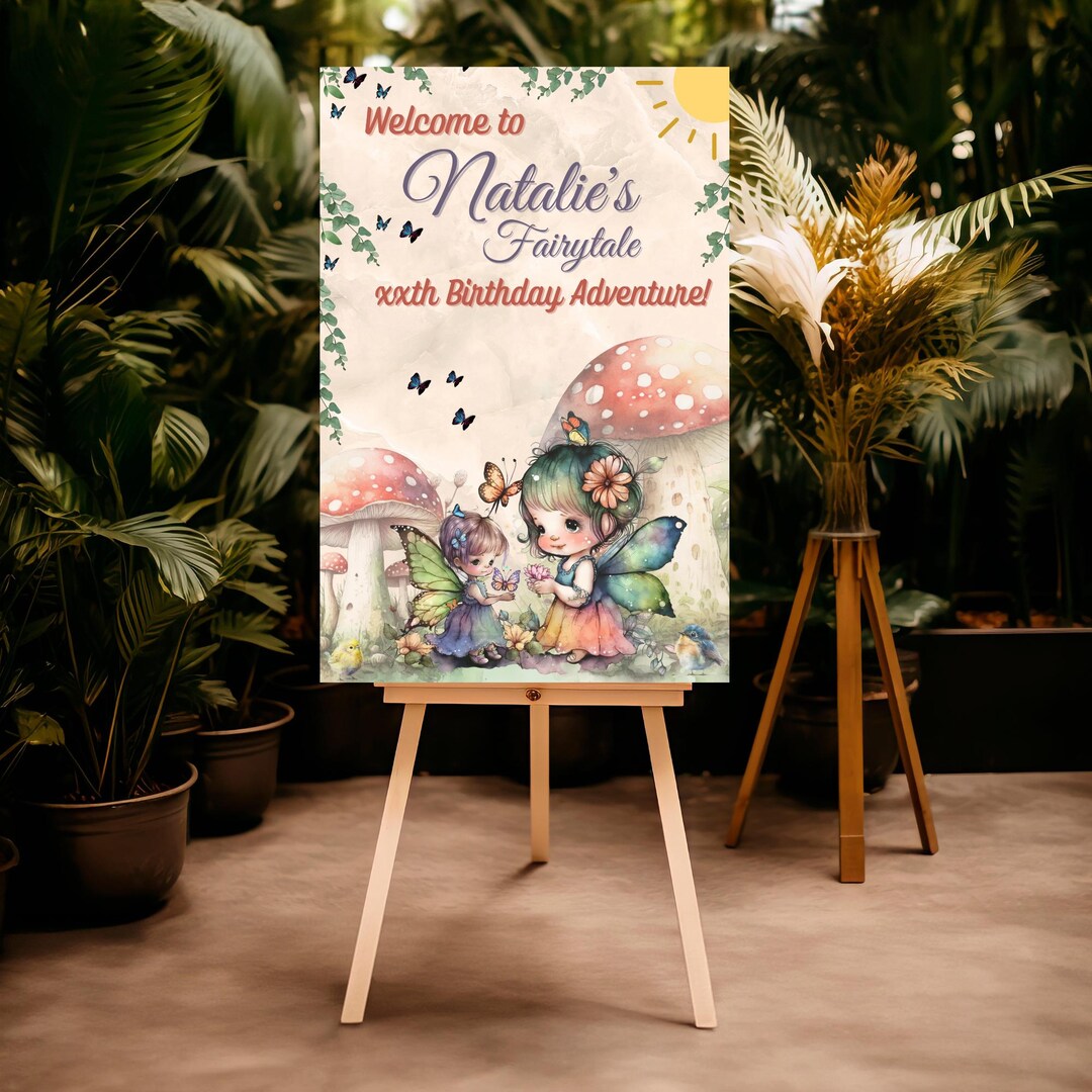 Girl's Fairy Birthday Welcome Sign, Fairy Tale Welcome Sign, First ...