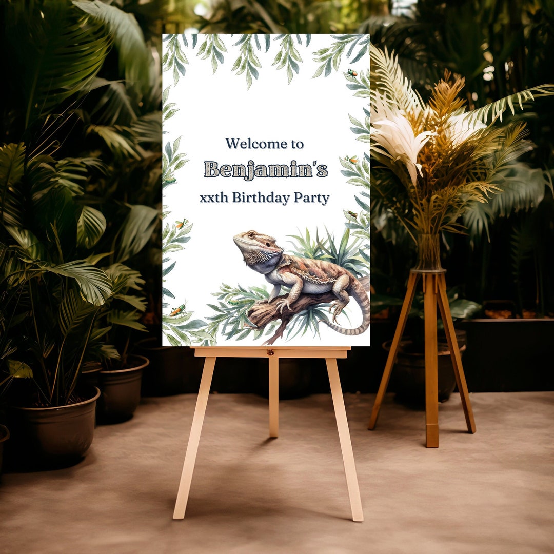 Reptile Welcome Sign, Lizard Birthday Sign, Bearded Dragon, Reptile ...