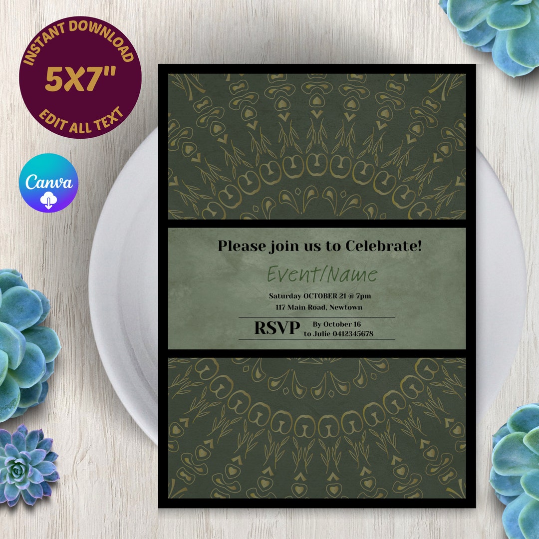 Invitation for Him for Any Event INSTANT DOWNLOAD Modern Masculine ...