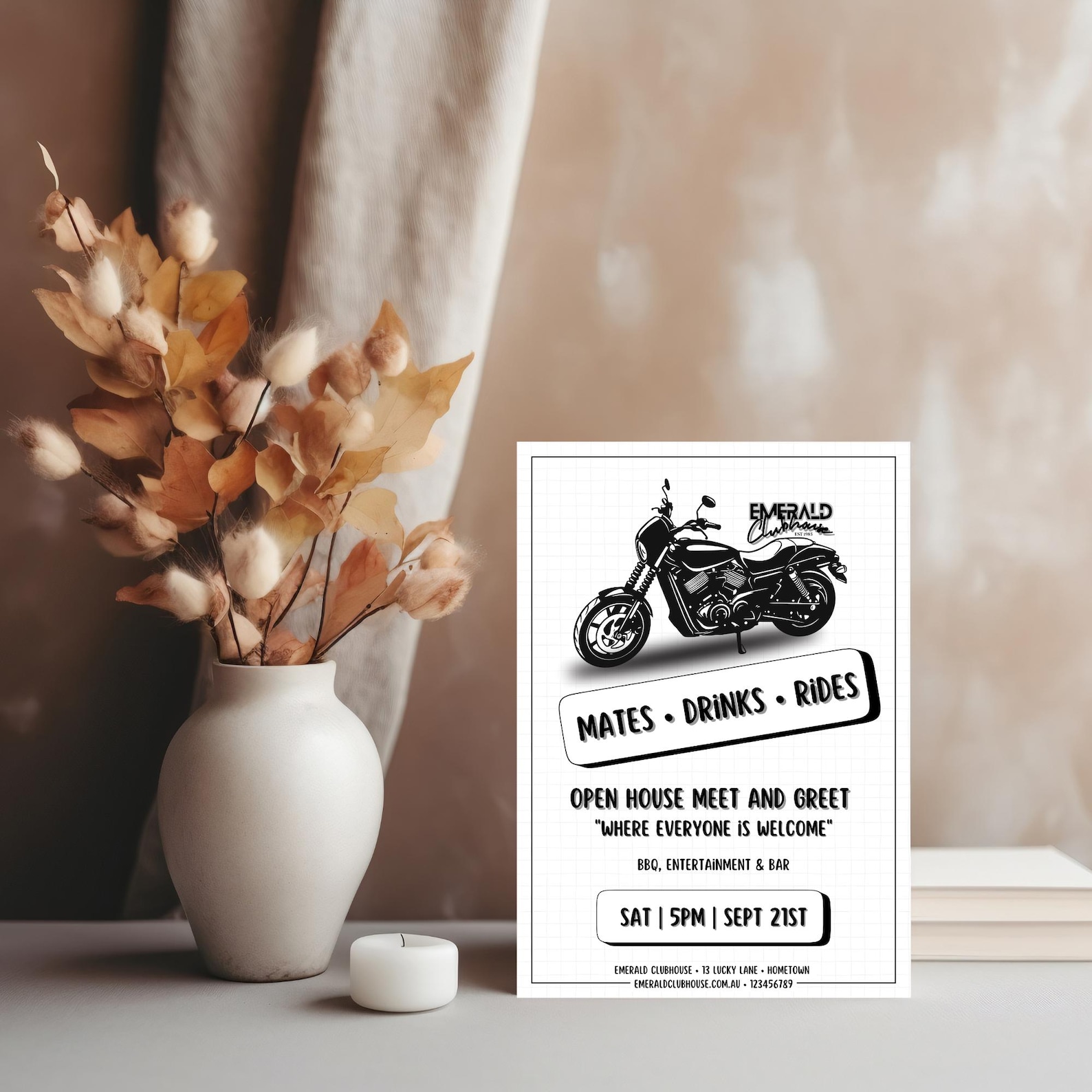 A4 Motorcycle Club Flyer Invitation Template, Meet and Greet Event ...