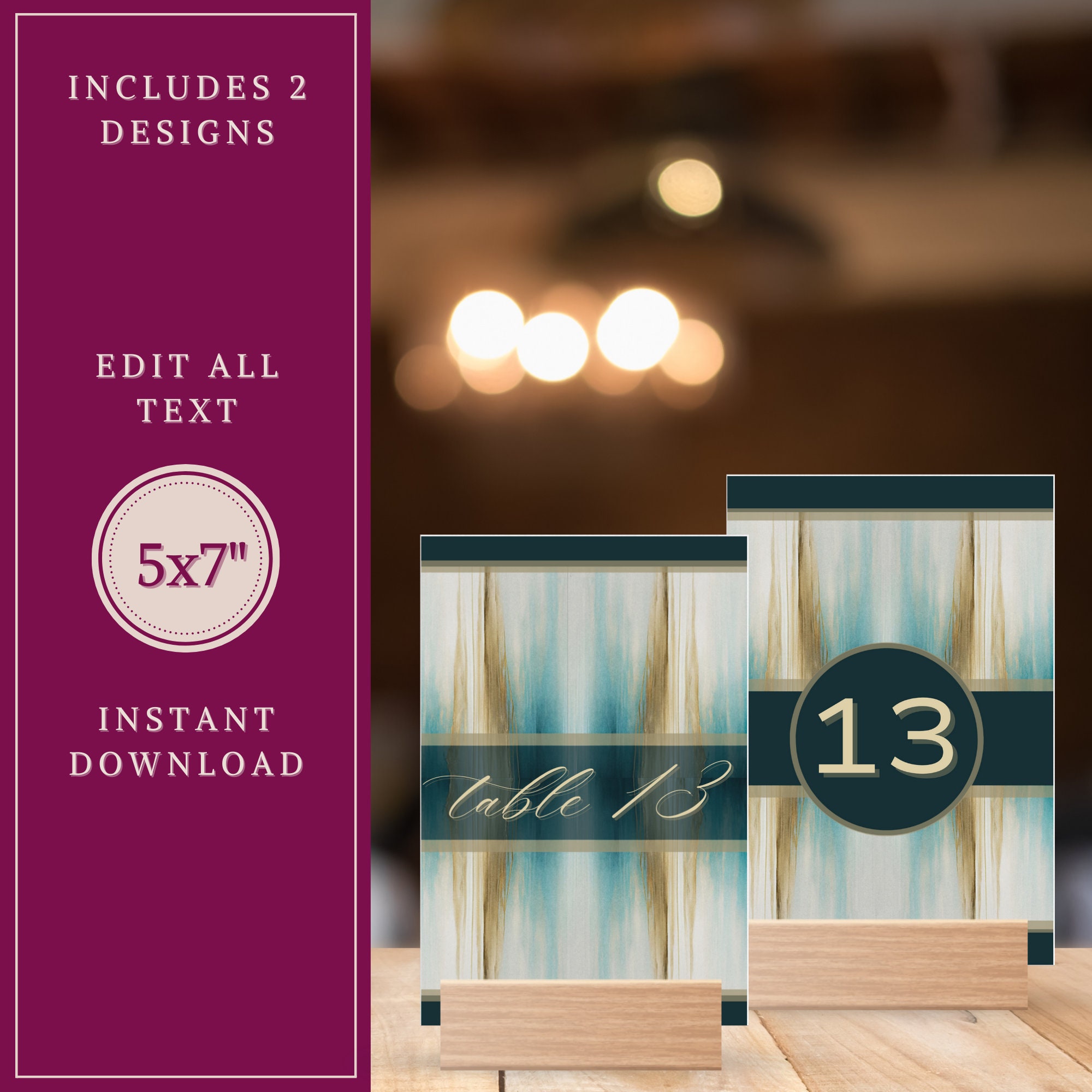 Table Number Sign, Wedding Table Decor, Emerald & Gold Party Decor ...