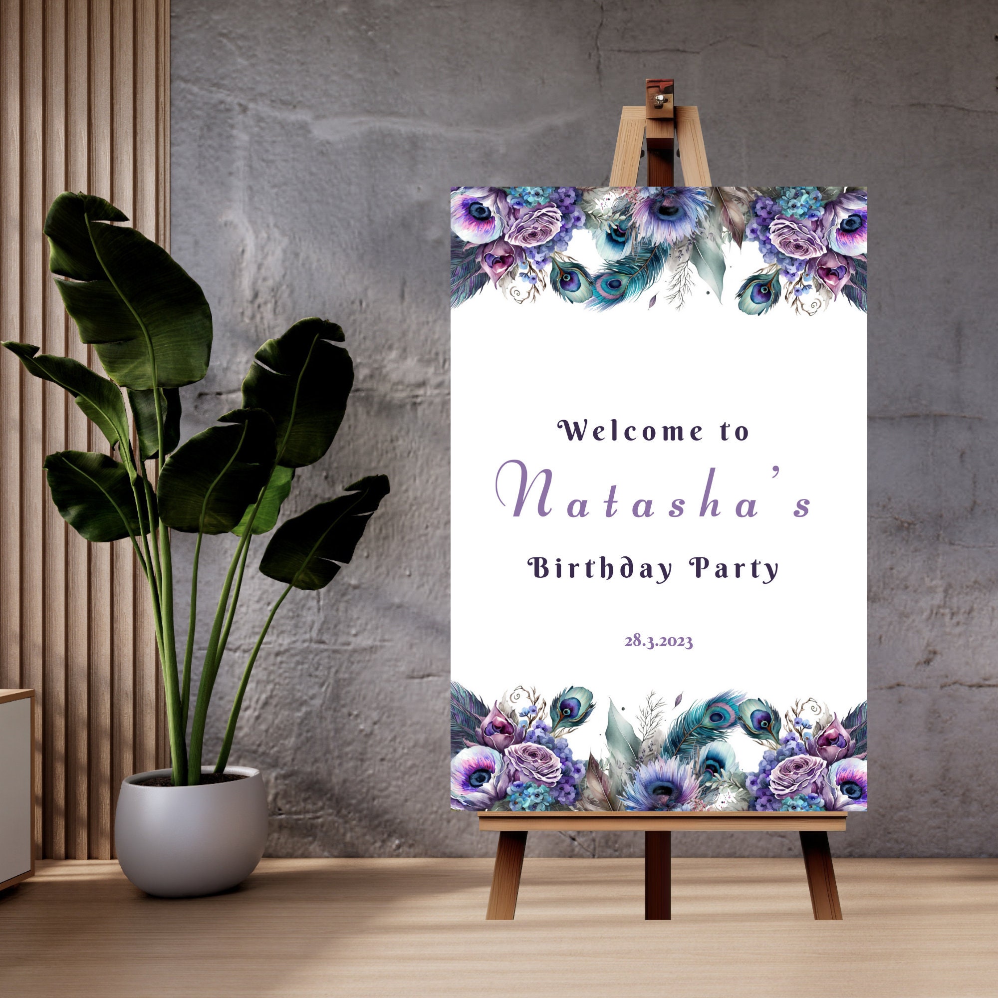 Floral Birthday Welcome Sign INSTANT DOWNLOAD Welcome Your Guests in ...