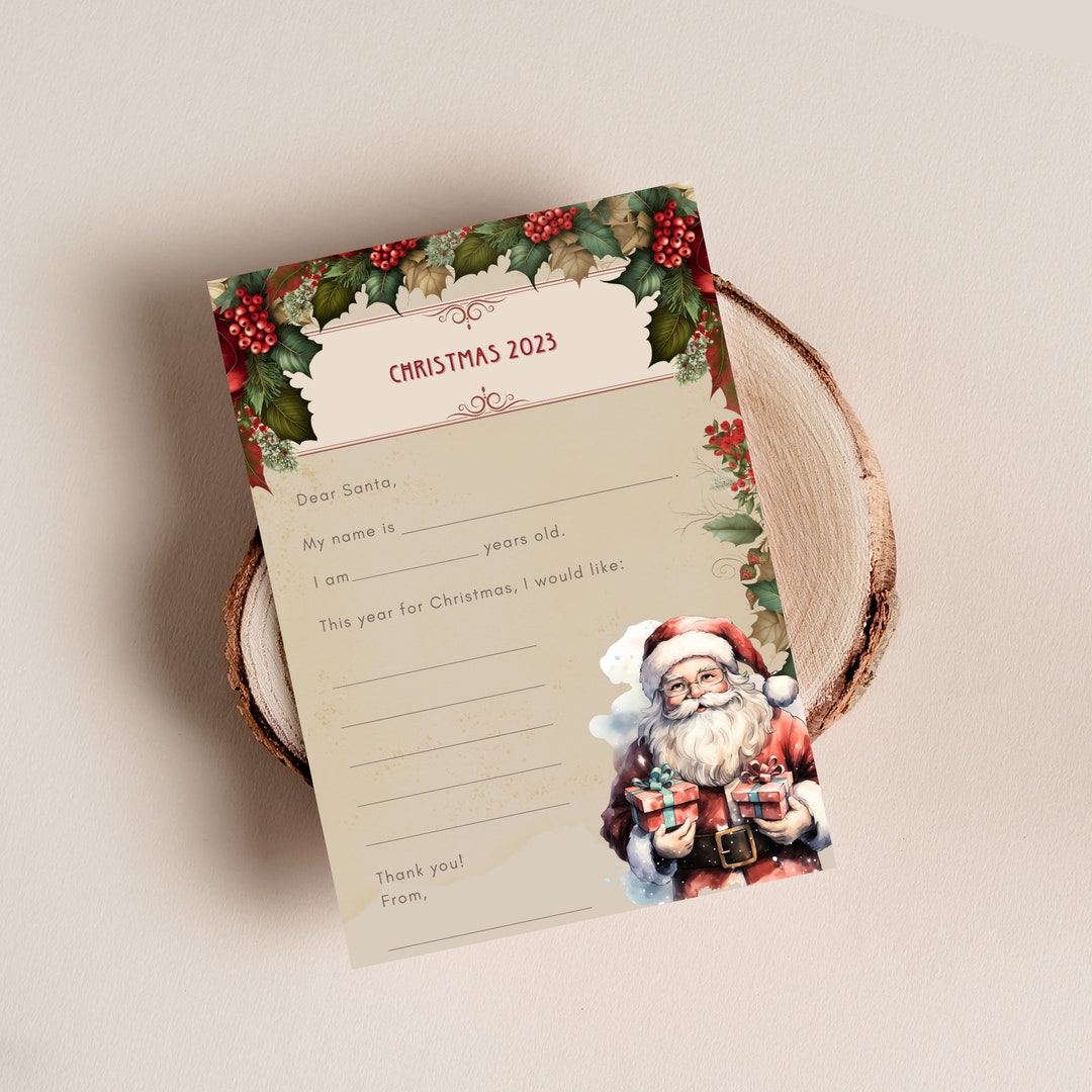 To Santa Letter Printable, Kids Letter to Santa Template, Dear Santa ...