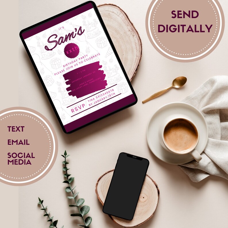 Editable Template for Birthday Invitation, INSTANT DOWNLOAD, DIY ...