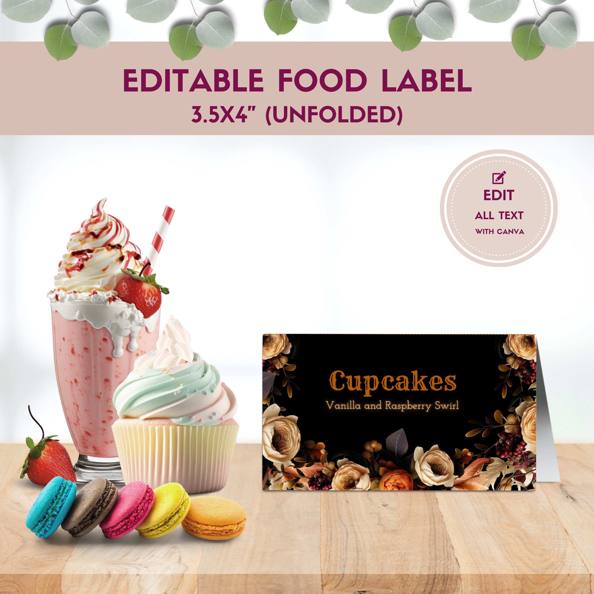 Fall Floral Food Label Template, Printable Cottage Food Label, Black ...
