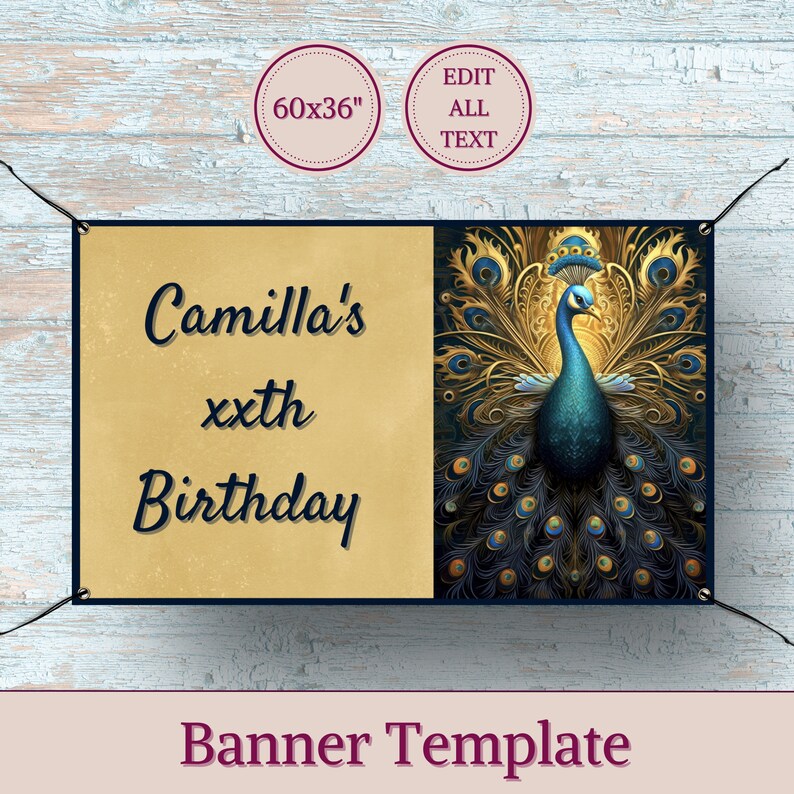 Peacock Banner, Birthday Backdrop Banner, Custom Backdrop, Peacock ...
