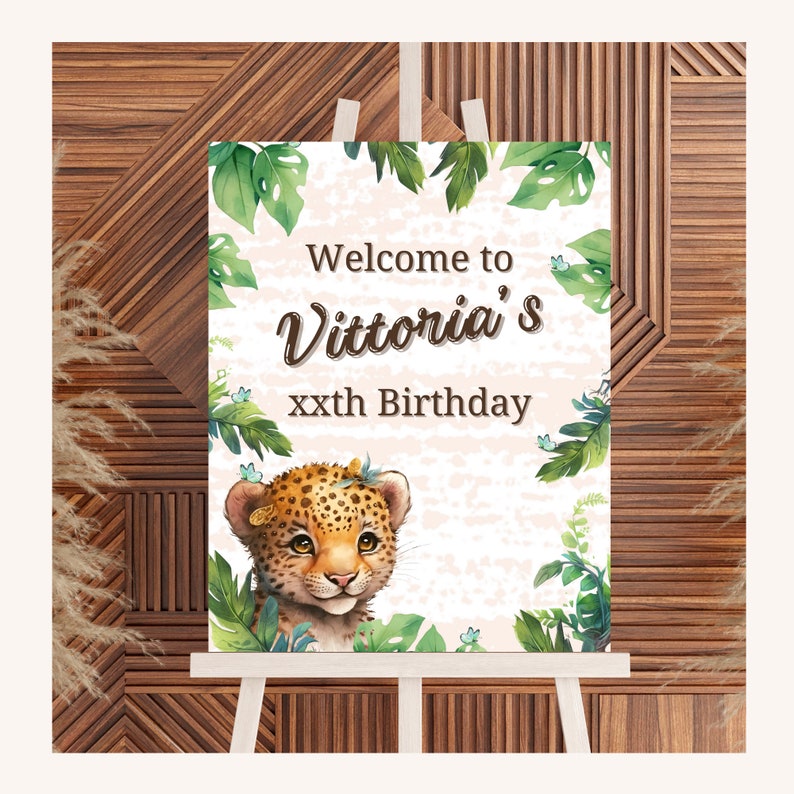 Cheetah Welcome Sign, Custom Party Sign, Printable Welcome Poster ...
