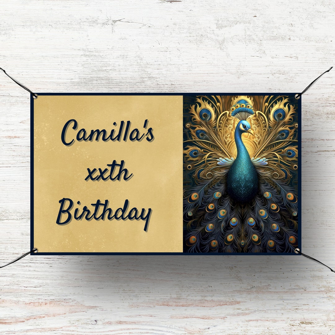 Peacock Banner, Birthday Backdrop Banner, Custom Backdrop, Peacock ...