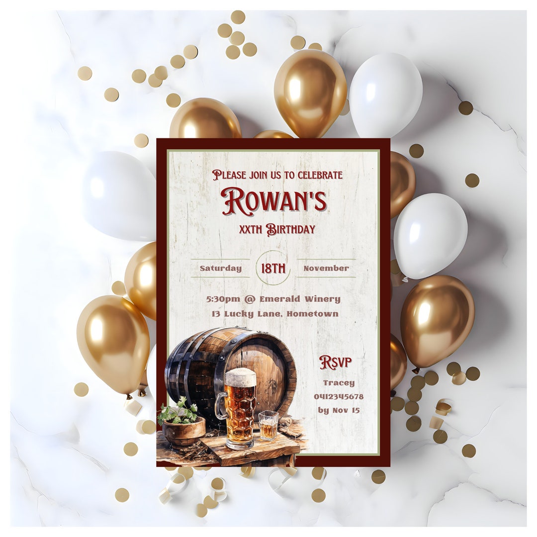 Men's Birthday Invitation, Masculine Invite, DIGITAL Invitation ...