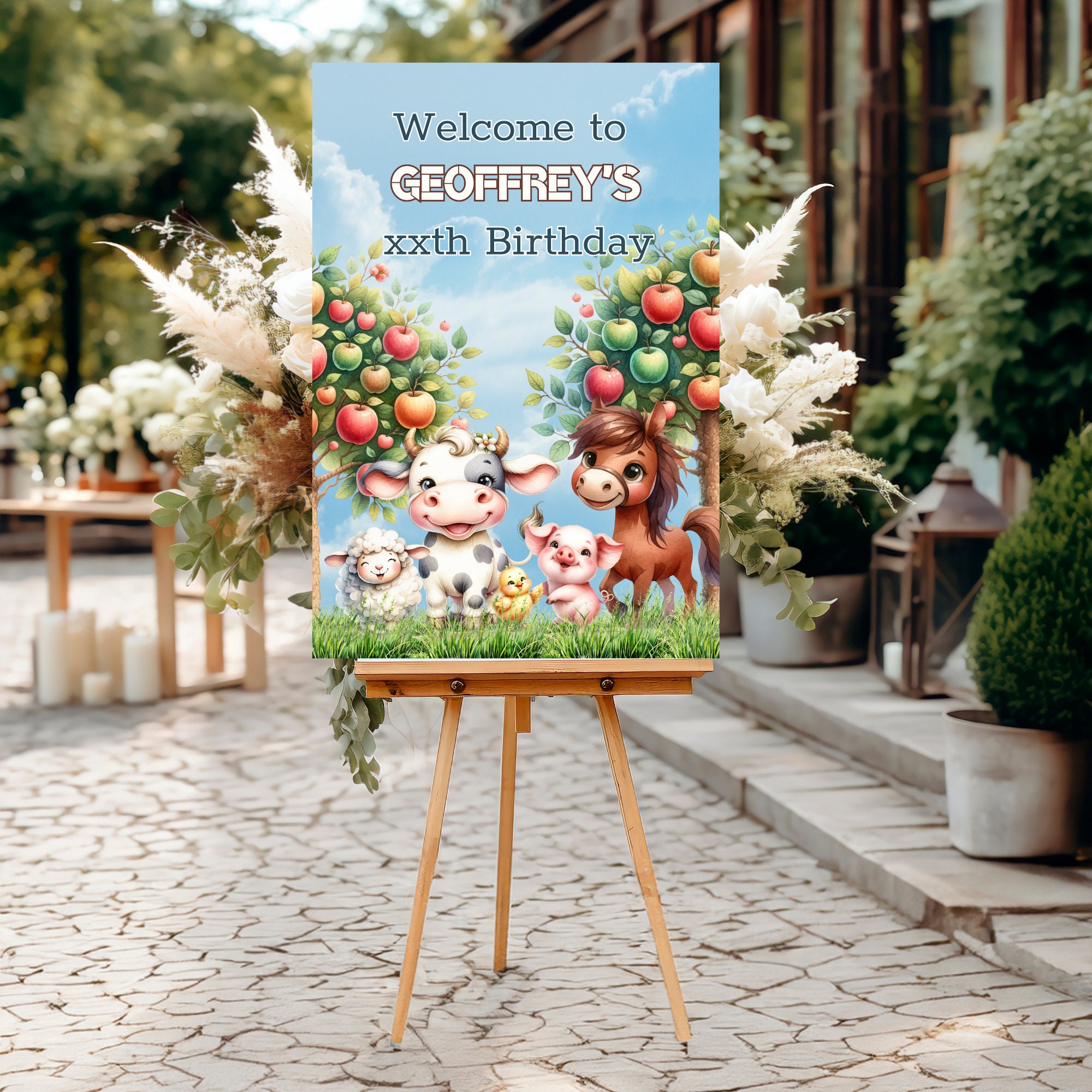 Farm Welcome Sign, Barnyard Birthday, Custom Farm Sign, Farm Animal ...