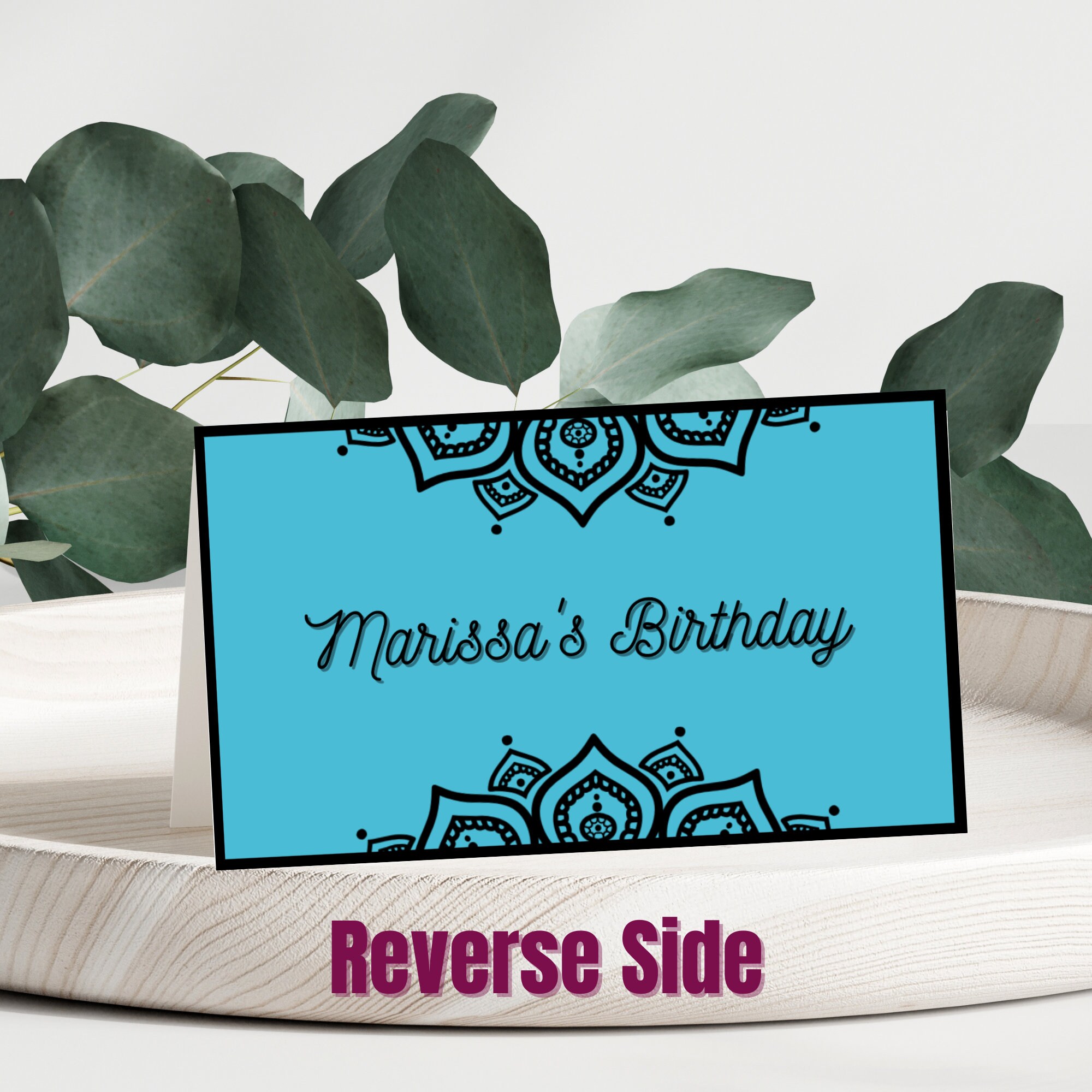 Birthday Place Card, Blue Table Name Card, Henna Food Label, Food Tent ...