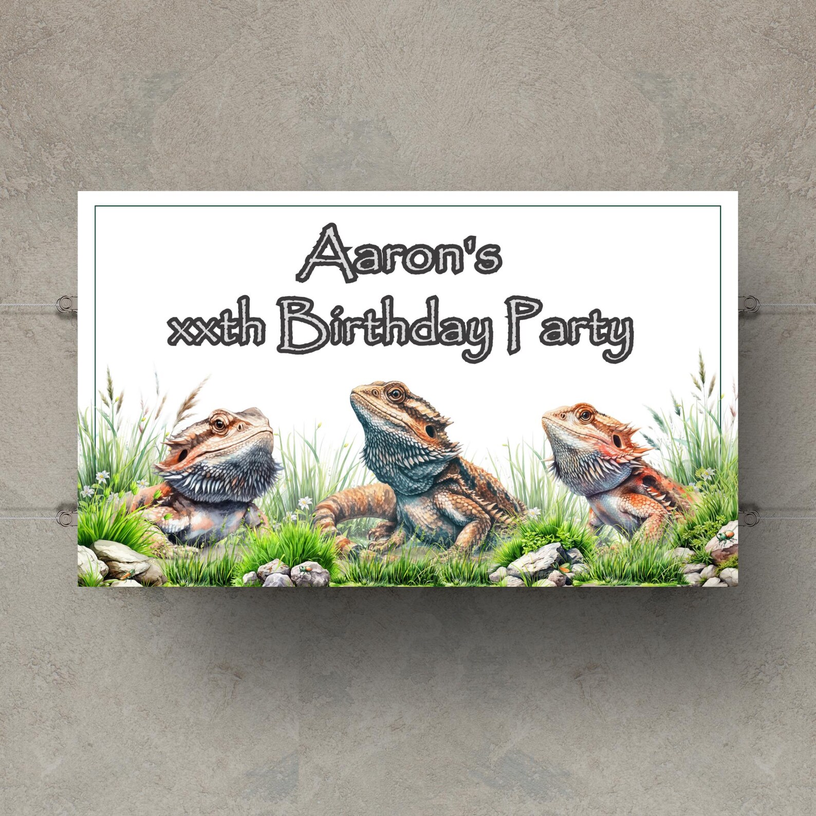Bearded Dragon Birthday Banner Template, Reptile Backdrop Banner ...