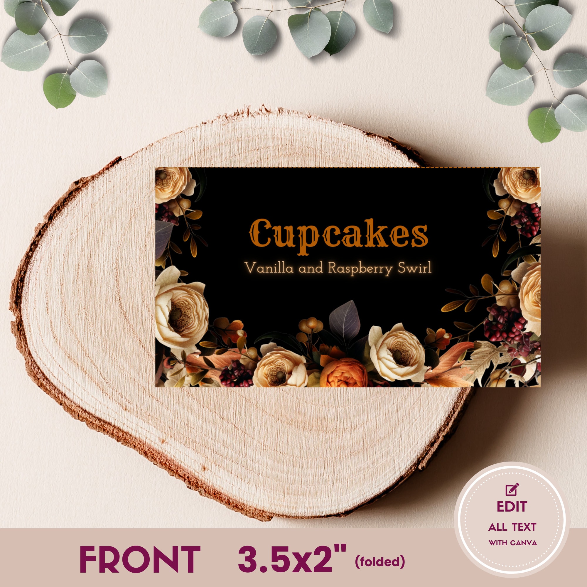 Fall Floral Food Label Template, Printable Cottage Food Label, Black ...