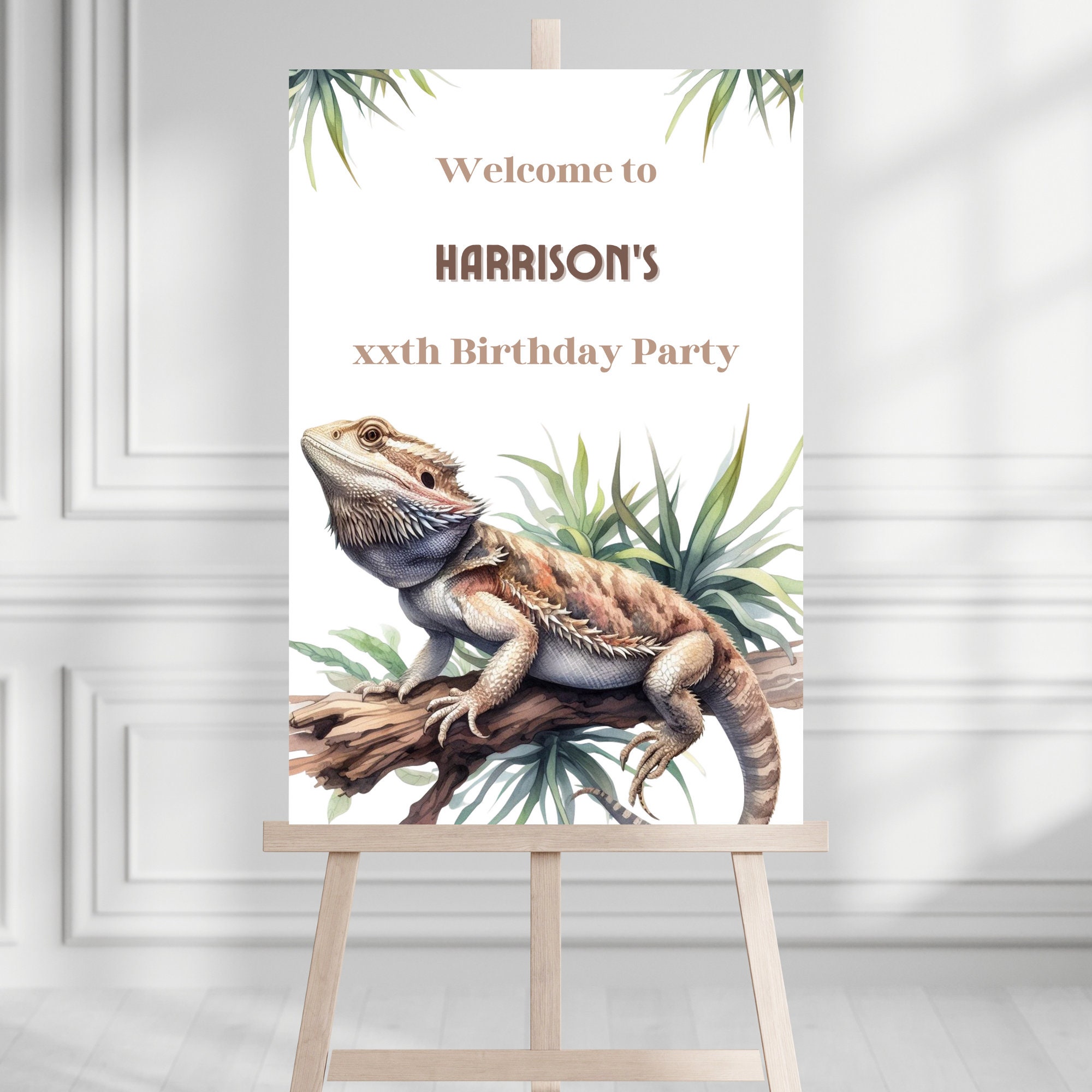 Reptile Welcome Sign, Lizard Birthday Sign, Bearded Dragon, Reptile ...
