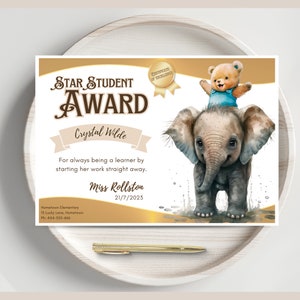 Student Award Template, Student Certificate, End of Year Classroom ...
