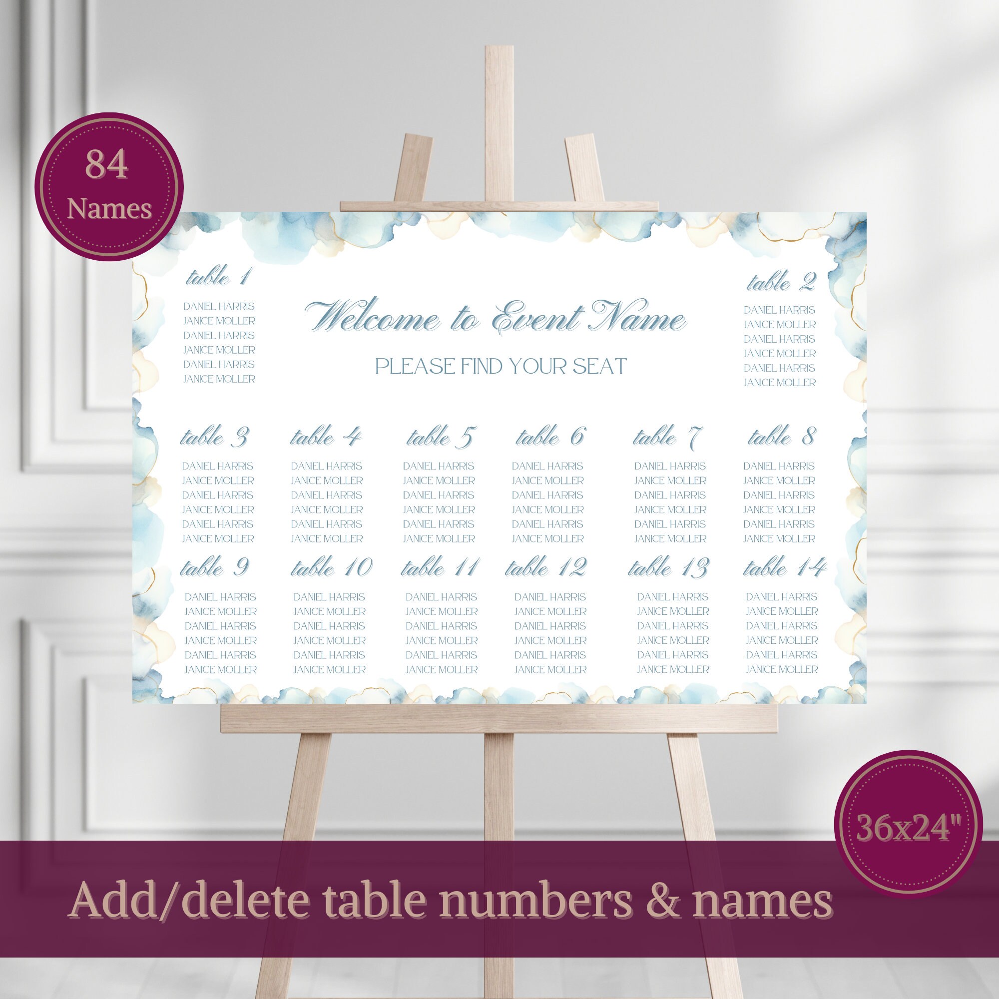 Printable Seating Chart, Wedding Seat Plan, Find Your Seat Sign, Custom ...