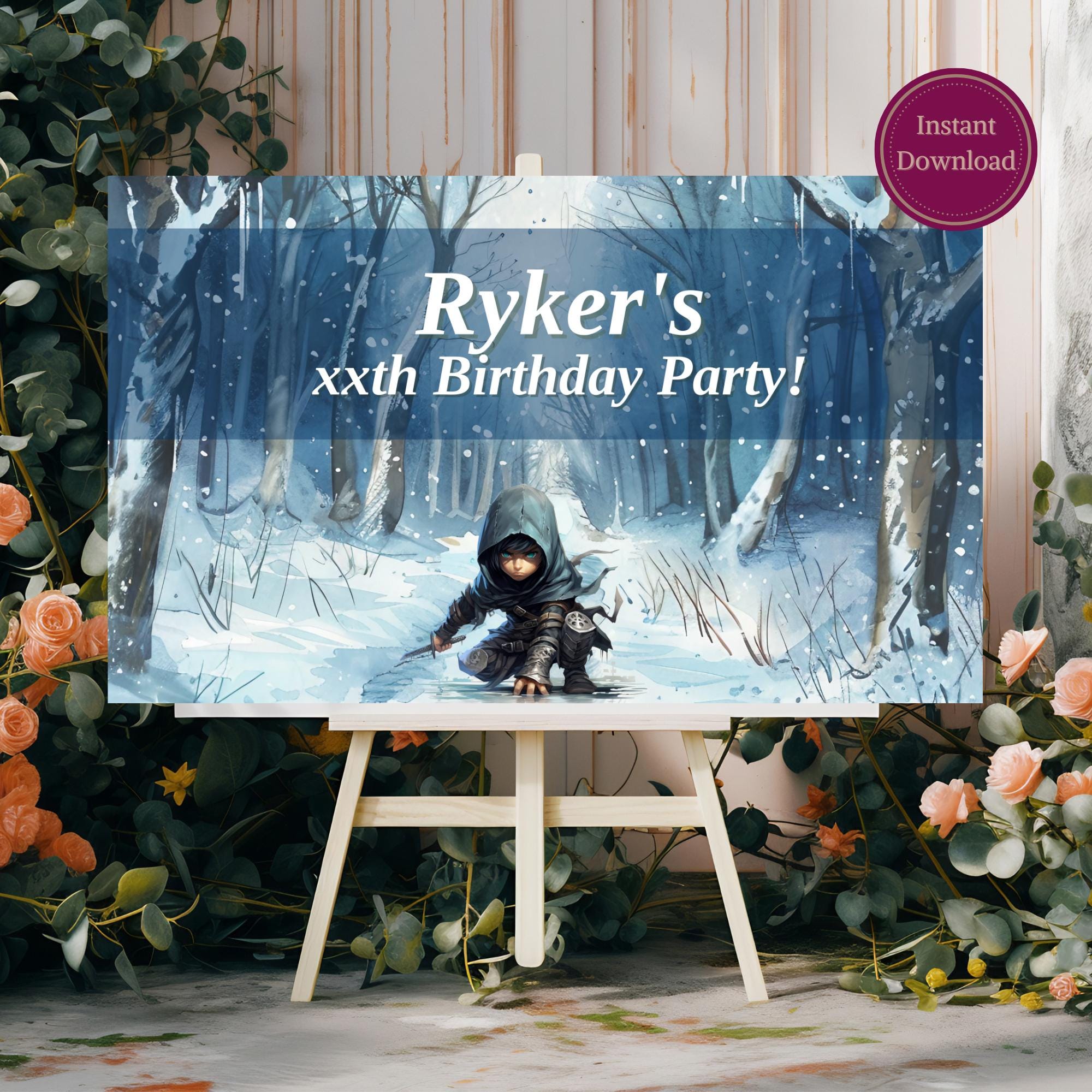 Ninja Birthday Banner Template, Ninja Backdrop Banner, Ninja Wall ...