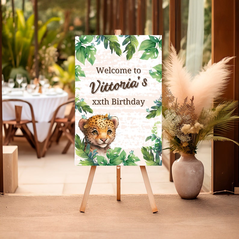Cheetah Welcome Sign, Custom Party Sign, Printable Welcome Poster ...