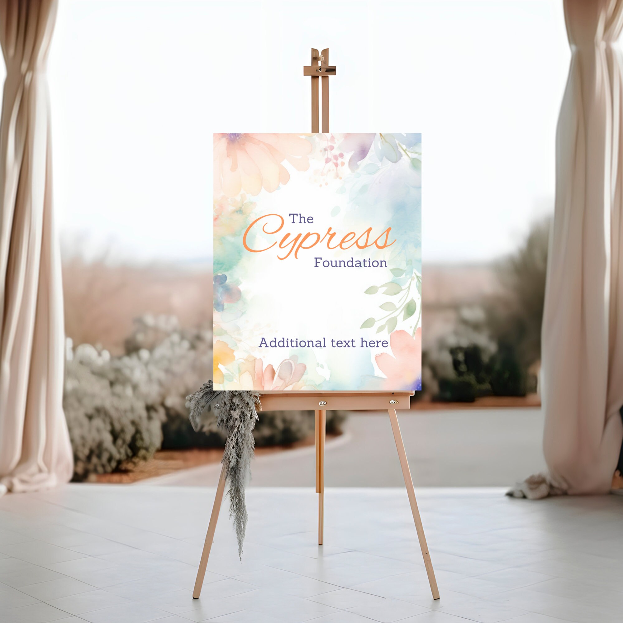 Charity Fundraiser Sign, Floral, Pastel, Gala Dinner Sign, Custom Party ...