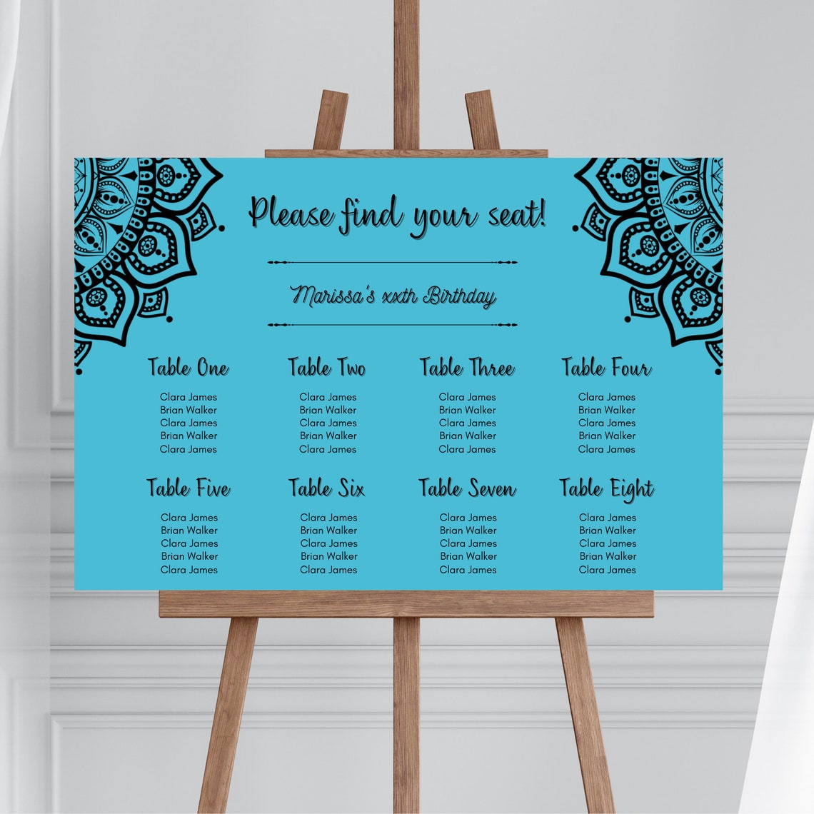 Seating Chart Sign, Blue Birthday Sign, Wedding Seat Plan, Find Your ...