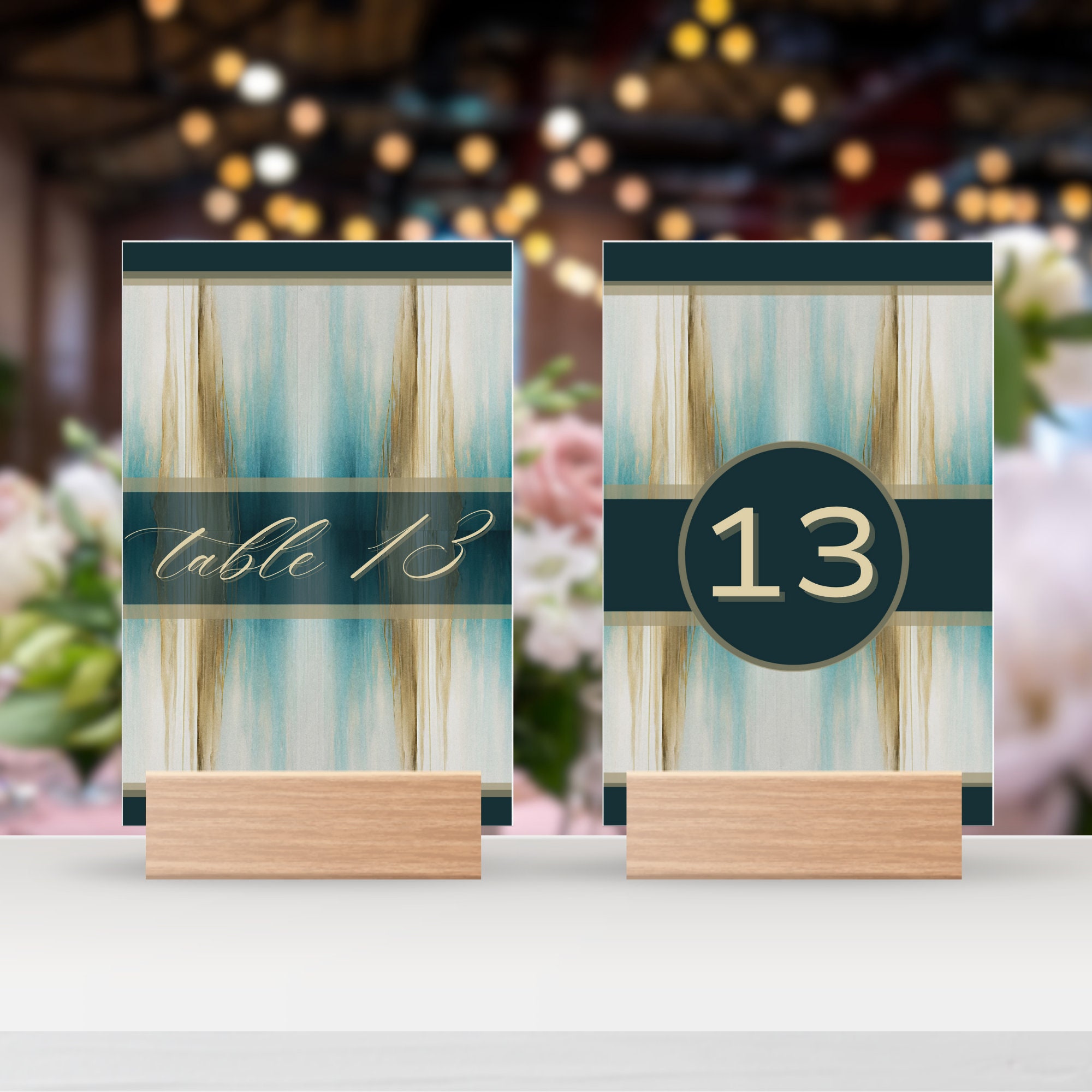 Table Number Sign, Wedding Table Decor, Emerald & Gold Party Decor ...
