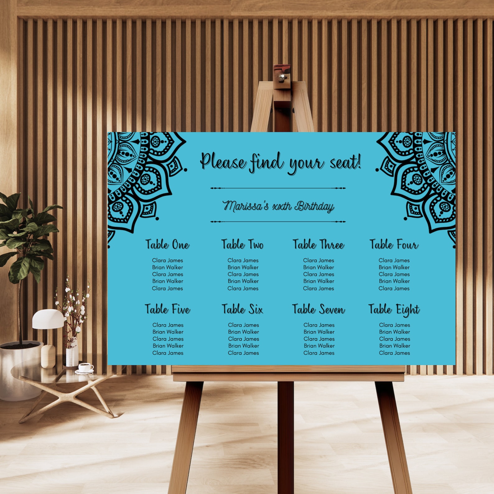 Seating Chart Sign, Blue Birthday Sign, Wedding Seat Plan, Find Your ...