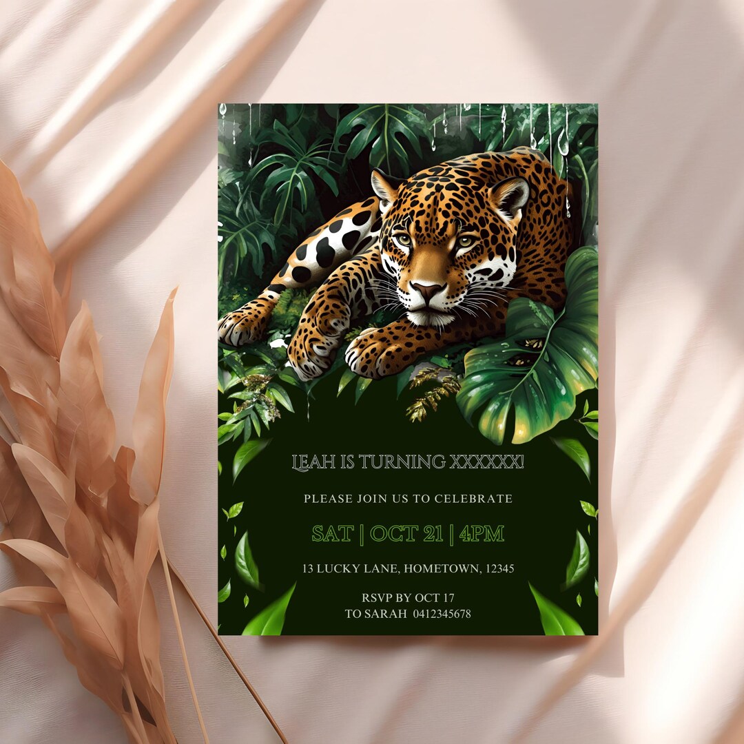 Leopard Party Birthday Invitation Template, 40th Birthday Invite, 50th ...