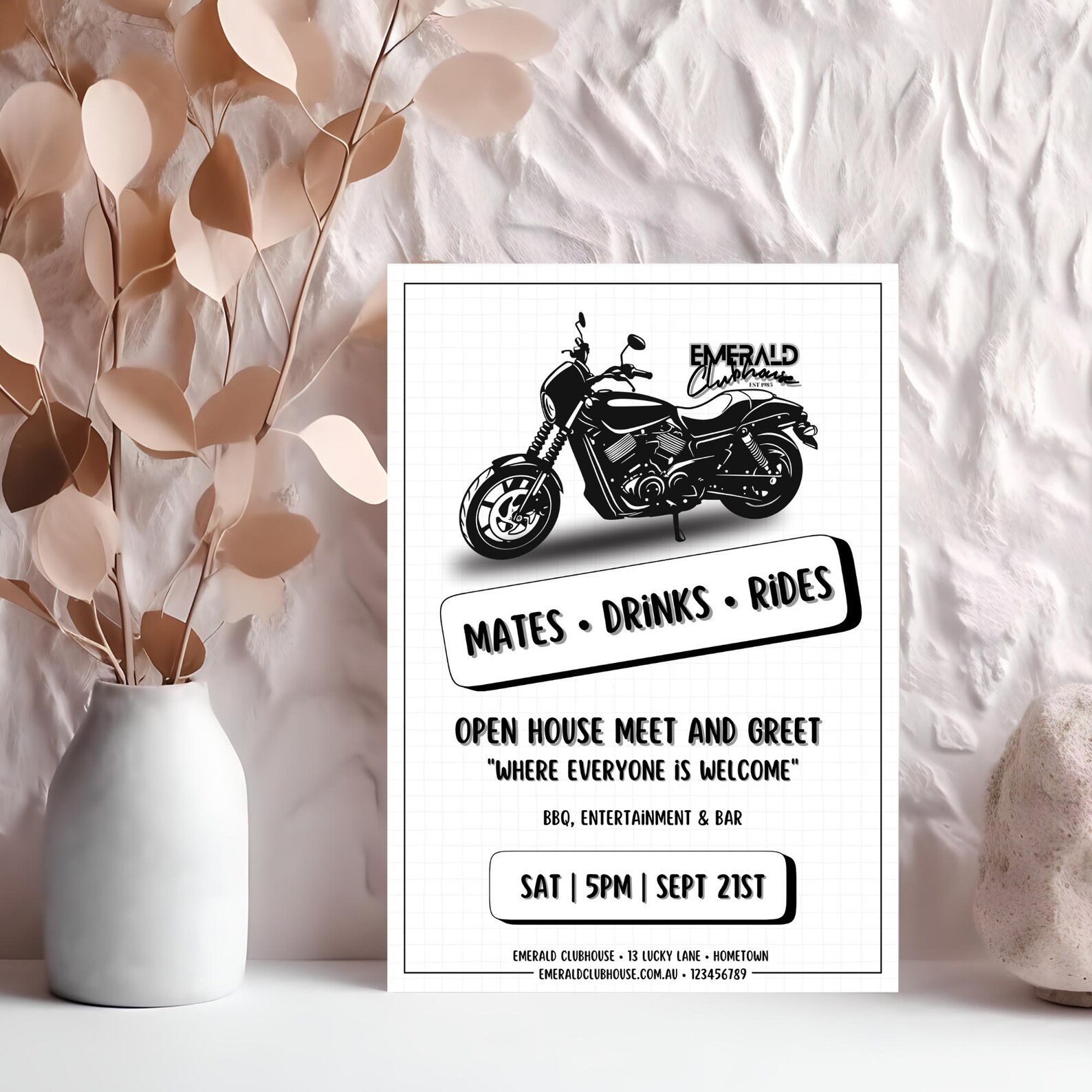 A4 Motorcycle Club Flyer Invitation Template, Meet and Greet Event ...