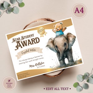 Student Award Template, Student Certificate, End of Year Classroom ...