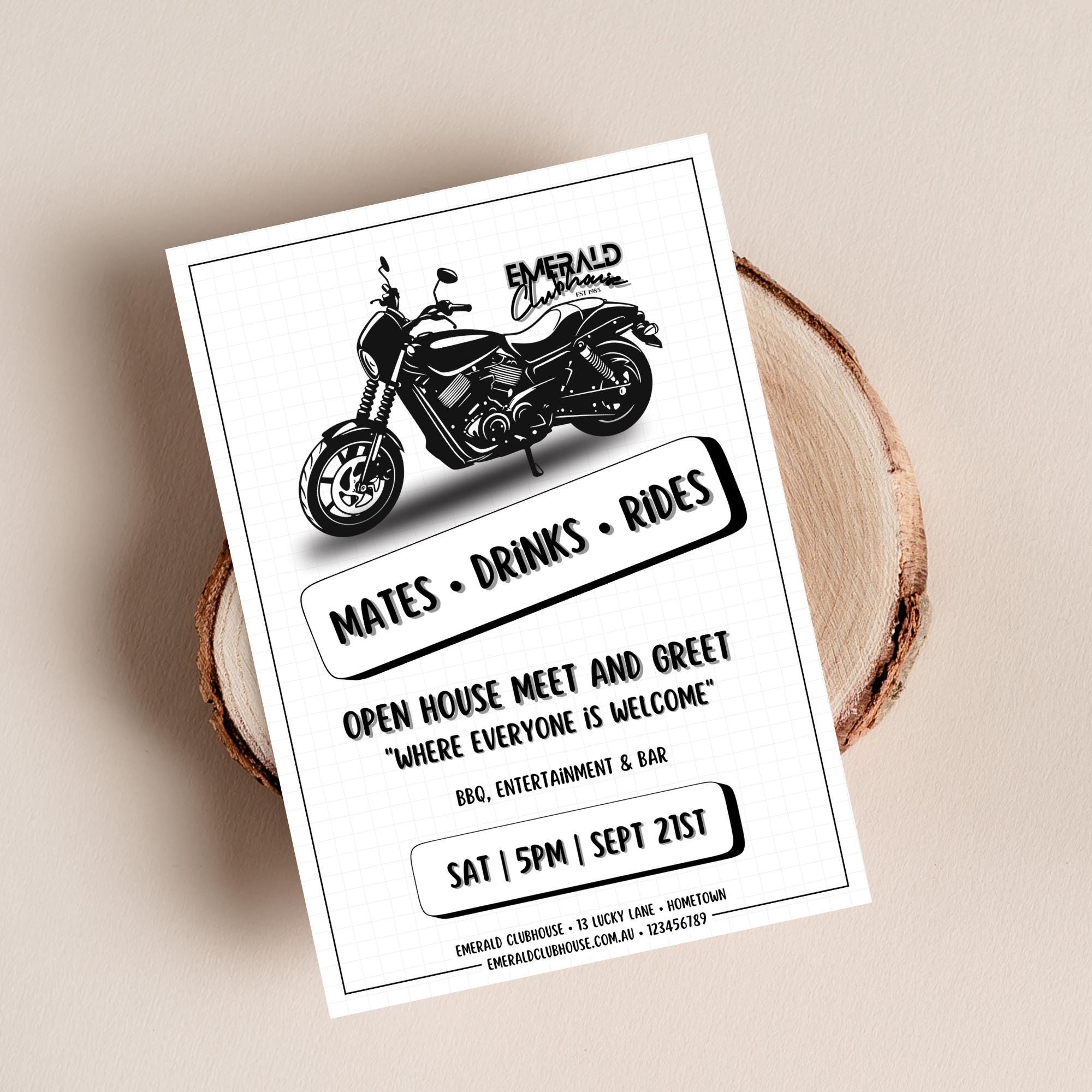 A4 Motorcycle Club Flyer Invitation Template, Meet and Greet Event ...