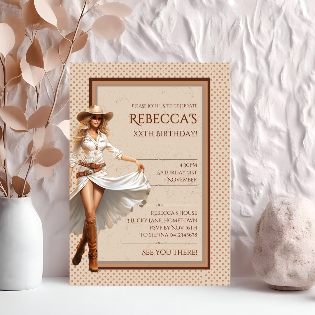Cowgirl Birthday Invitation, Western Birthday Invitation, Country Glam ...