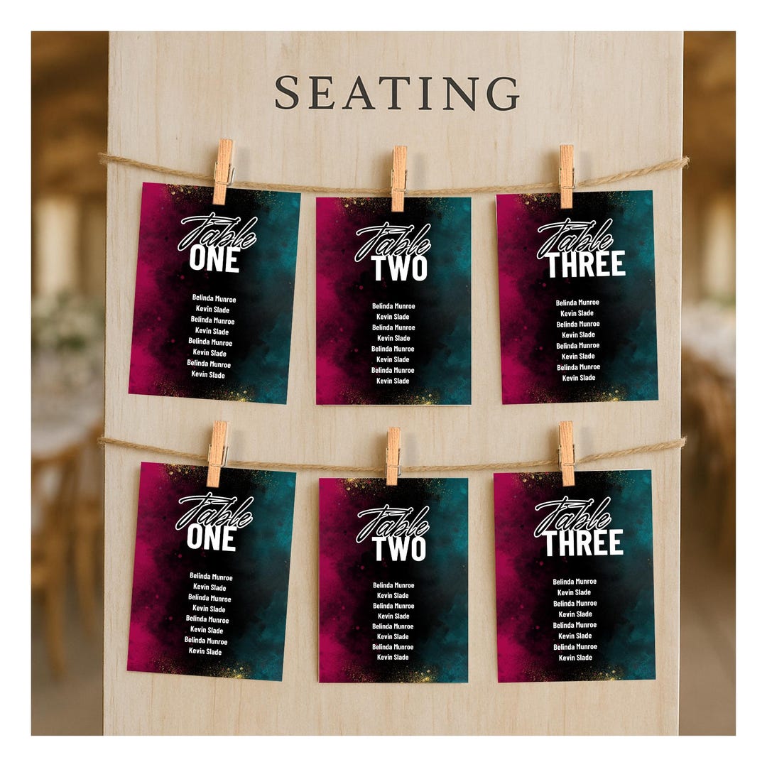 Seating Chart Cards, Table Seating Chart, Table Numbers, Hanging ...