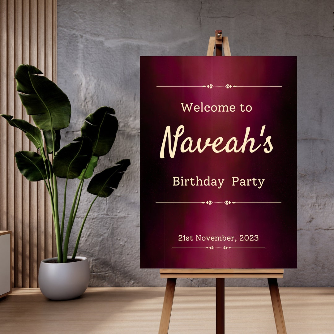 Birthday Welcome Sign, Printable Party Sign, Custom Portrait Welcome ...