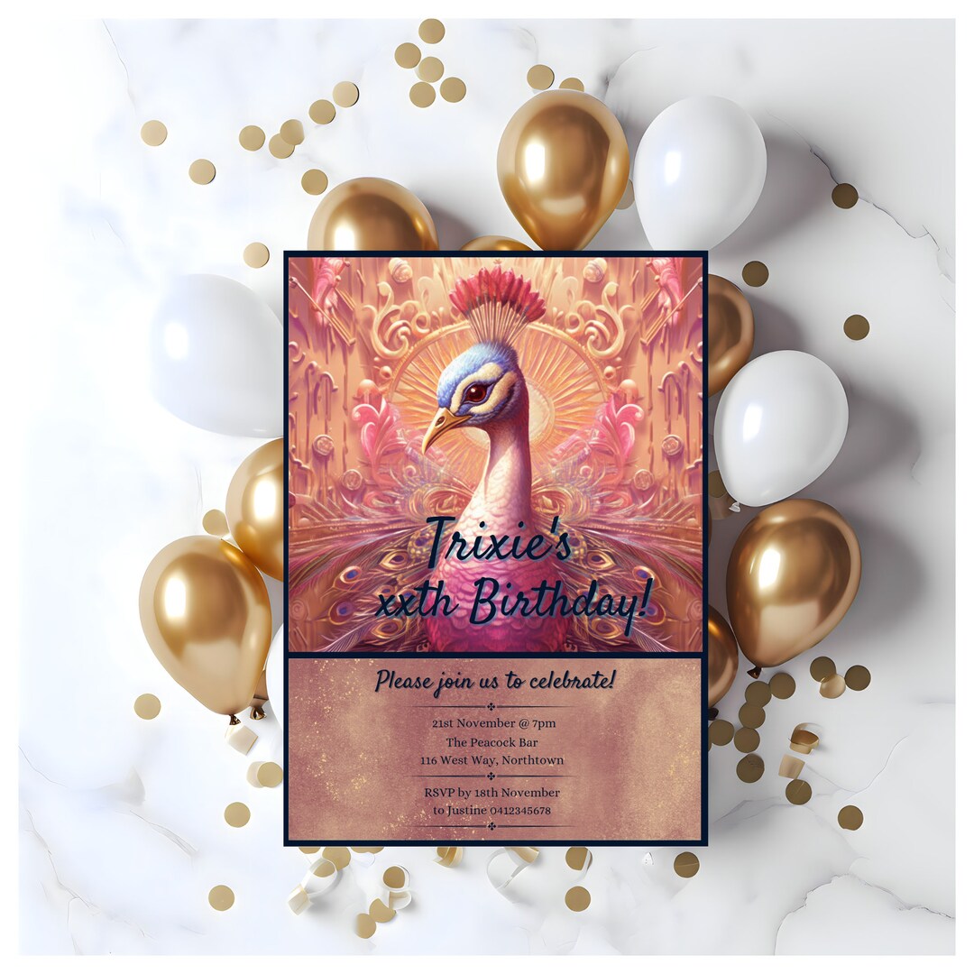 Peacock Birthday Invitation, Peacock Wedding Invitation, Peacock Party ...