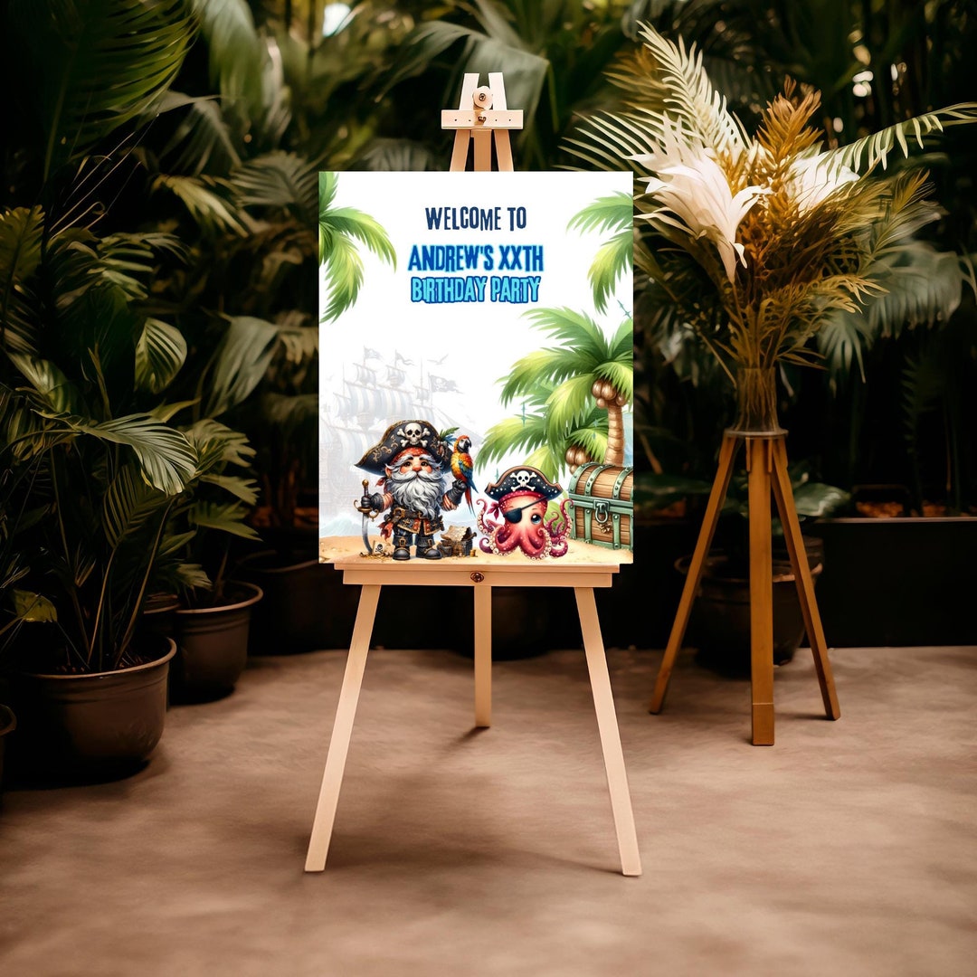 Pirate Birthday Welcome Sign Template, Sailor Entrance Sign, Treasure ...