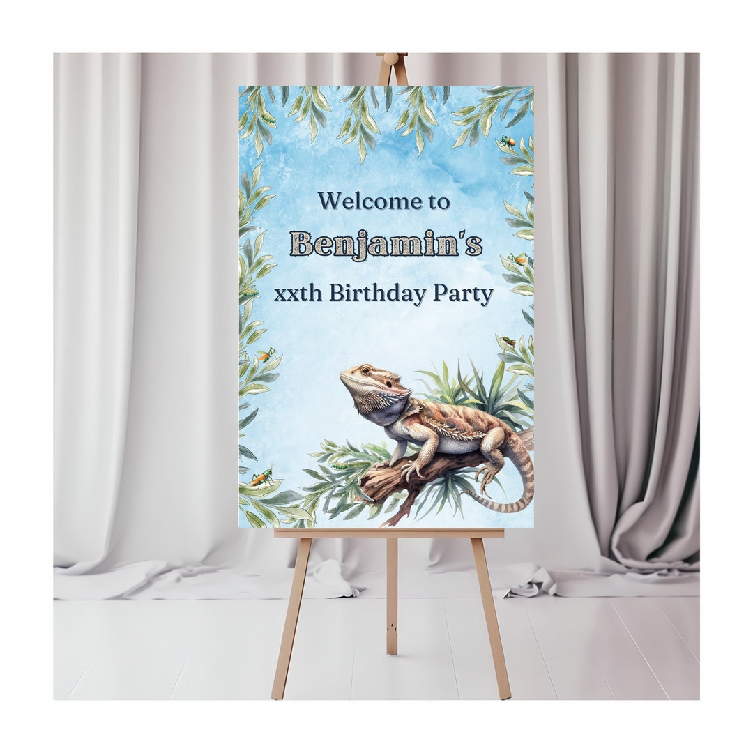 Reptile Welcome Sign, Lizard Birthday Sign, Bearded Dragon, Reptile ...